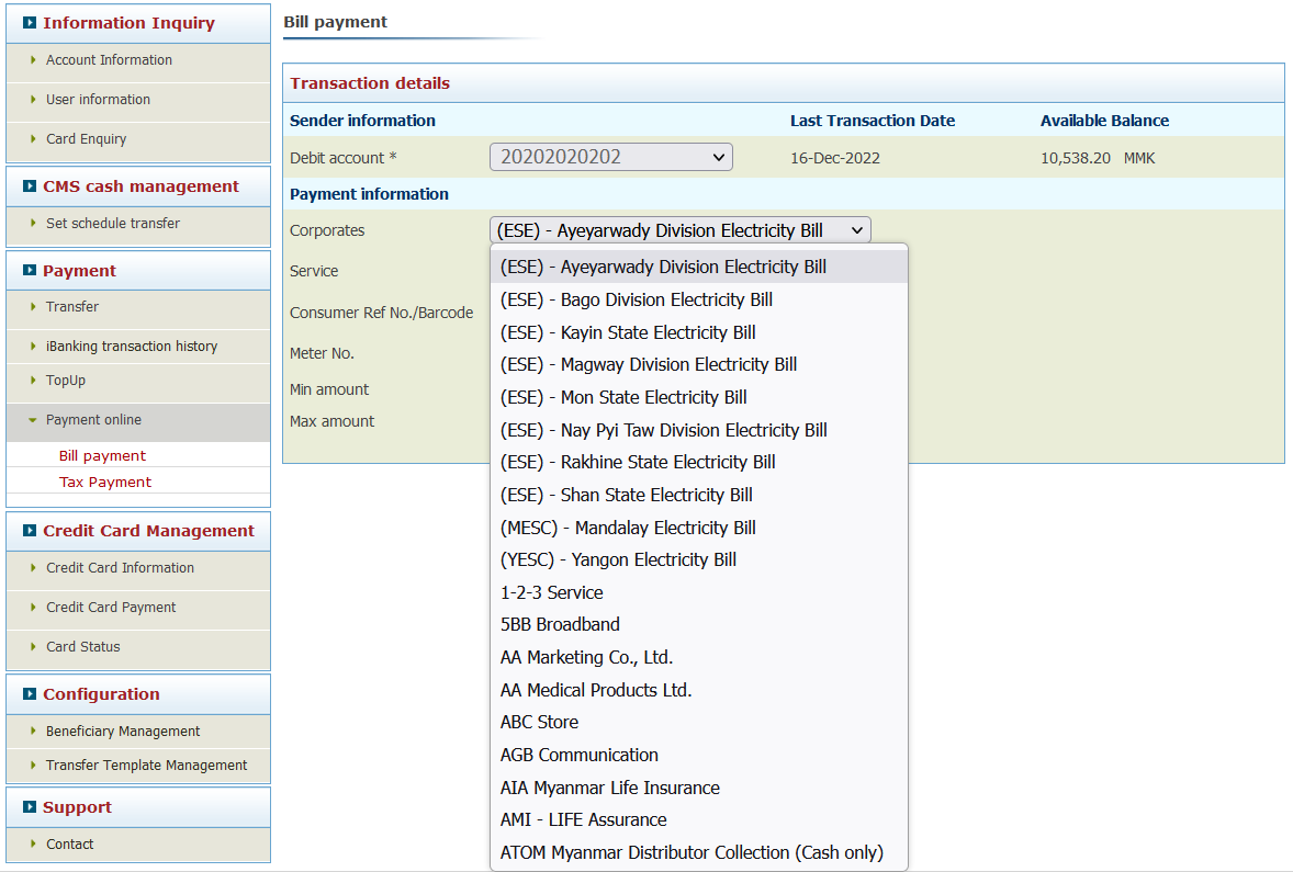 Internet Banking – AYA Bank