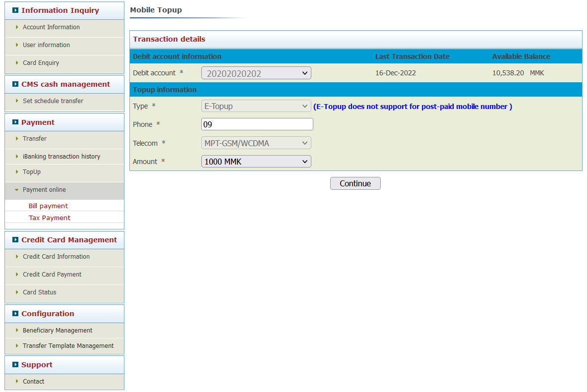Internet Banking – AYA Bank